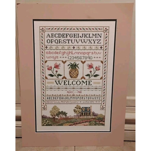 Handcrafted | Wall Decor | Large Vintage 8s Welcome Sampler Cross ...